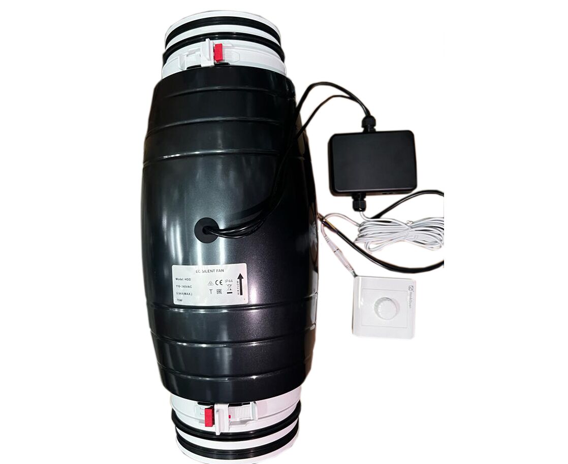 Канальный вентилятор Hon&Guan HDD-100/125PE EC бесшумный с потенциометром для регулировки ...